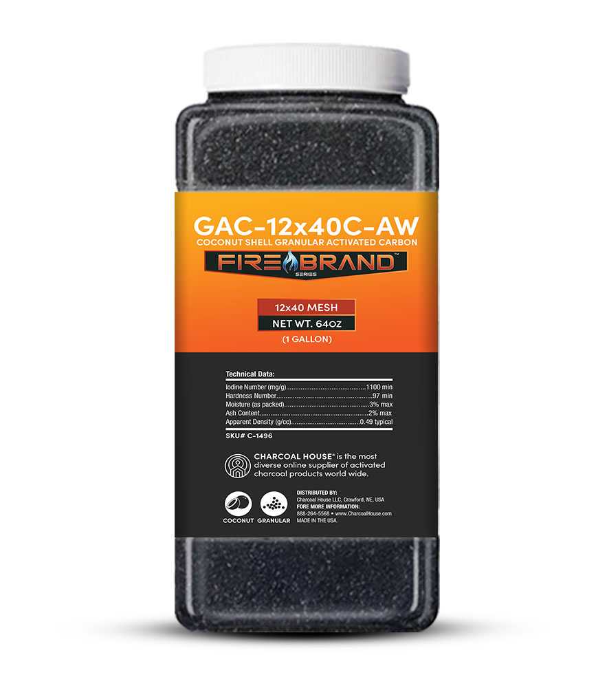 COCONUT Activated Carbon GRANULAR - 12x40 mesh (Acid Wash)- 4lbs - 1 ...
